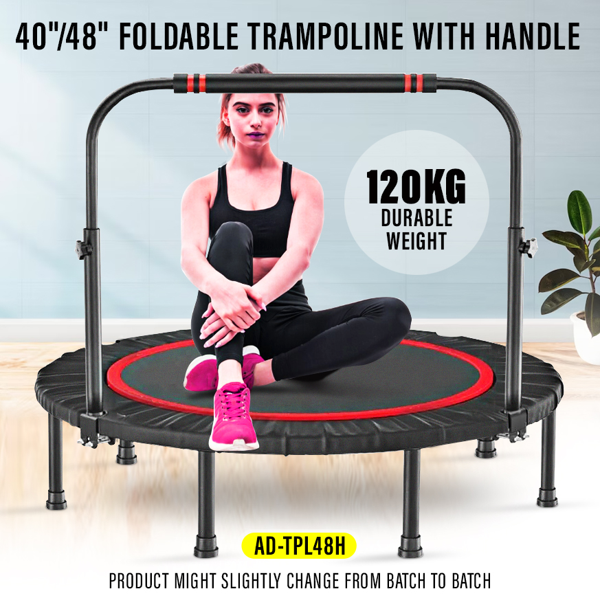 BPS 48/40 Inch Foldable Trampoline with Handrail Rebounder Fitness ...