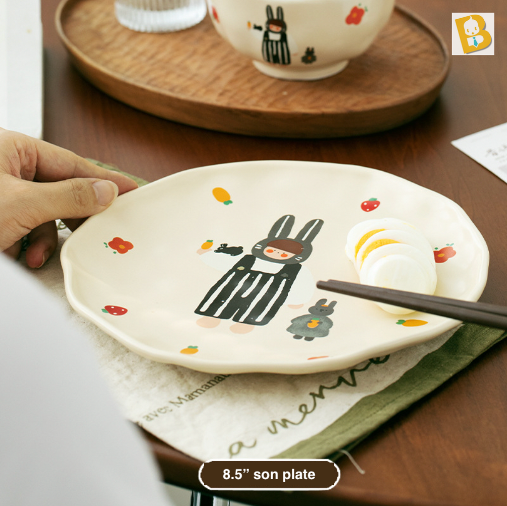 BabyBoss Ceramic Tableware Family Set Plate Bowl Cute Pinggan Mangkuk ...