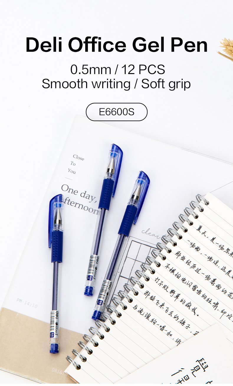 Deli DAILY Gel Pen 0.5mm Extra Smooth Writing Comfort Soft Grip Fast ...