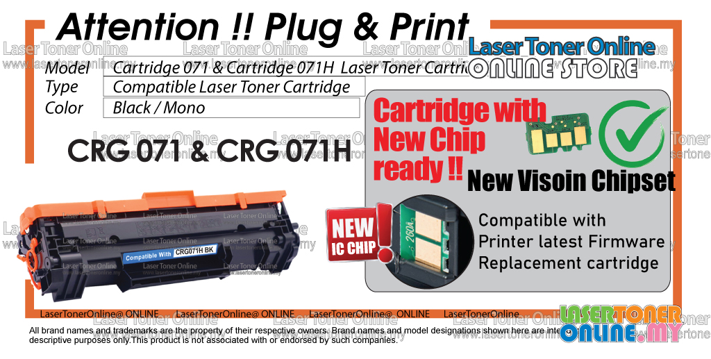 2x Compatible to CANon Cartridge 071 071h CRG071H CRG071 LBP121dn ...