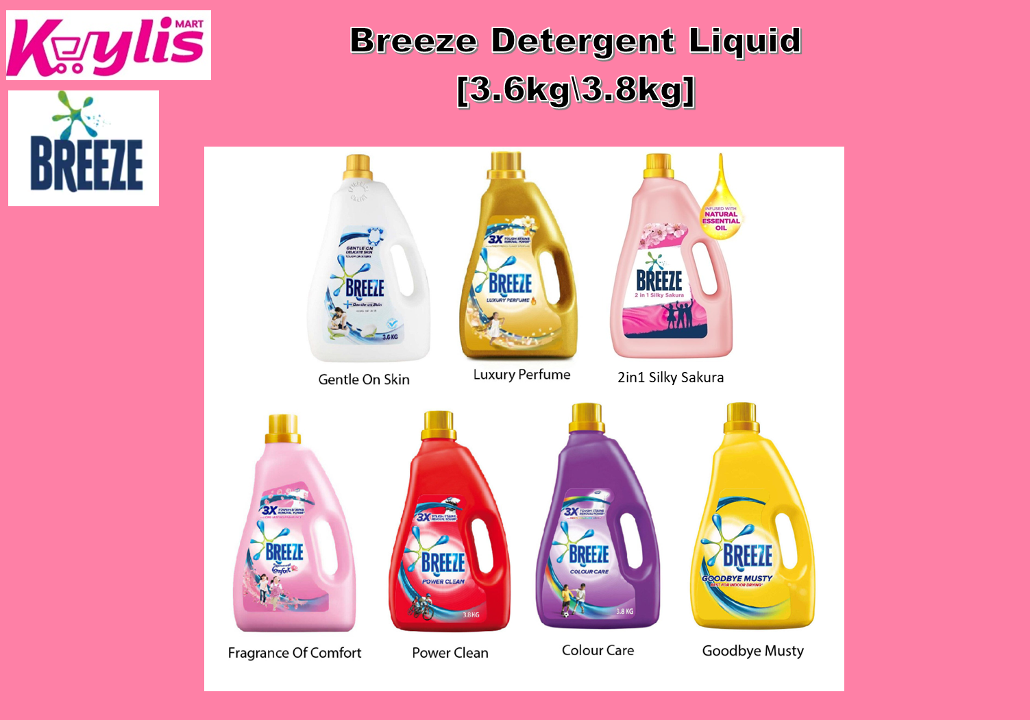 Breeze Detergent Liquid [Power Clean\Colour Care\Fragrance \2in1 ...