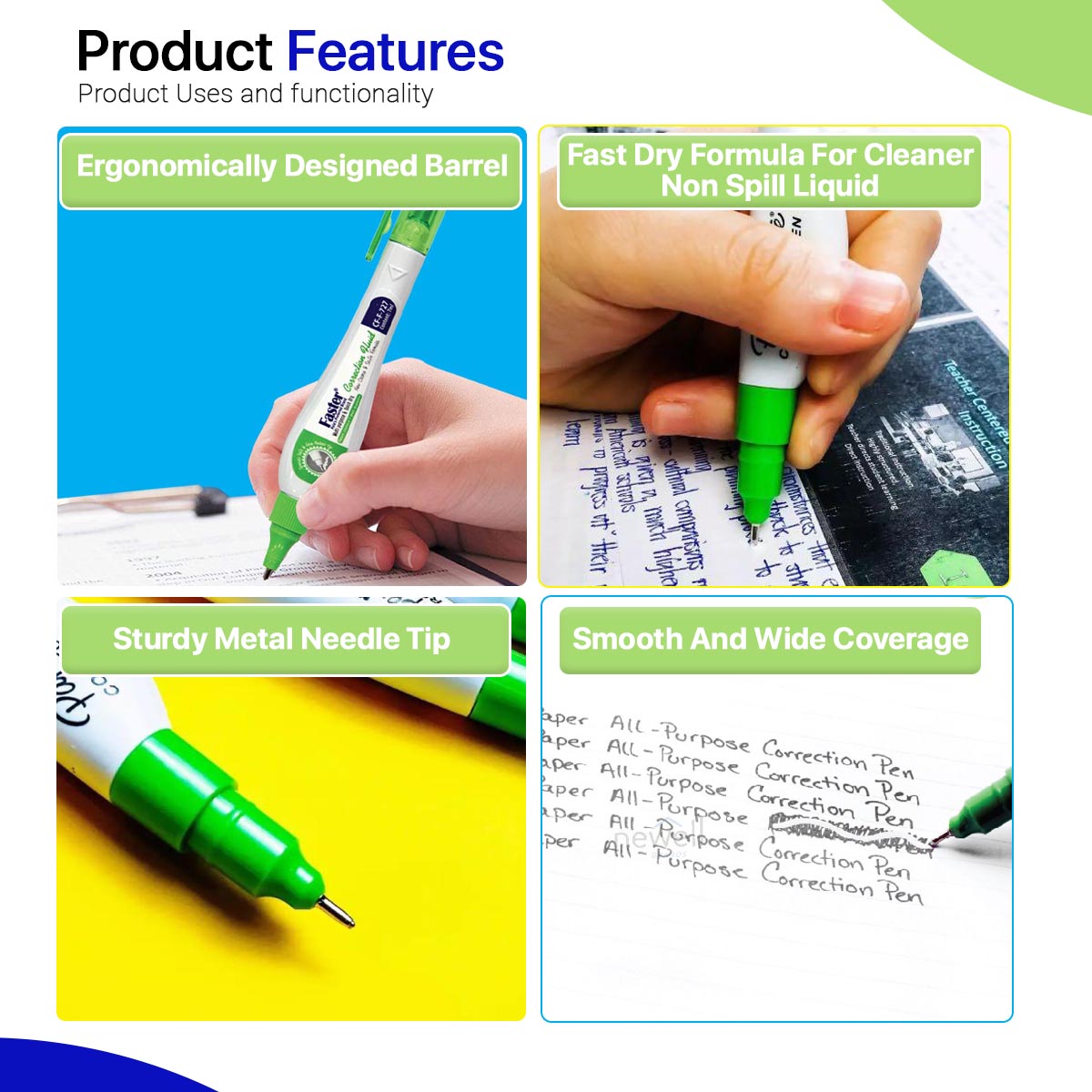 Faster Correction Pen 5ml 7ml Fluid Liquid Paper Pemadam CF725 CF727-(2 ...