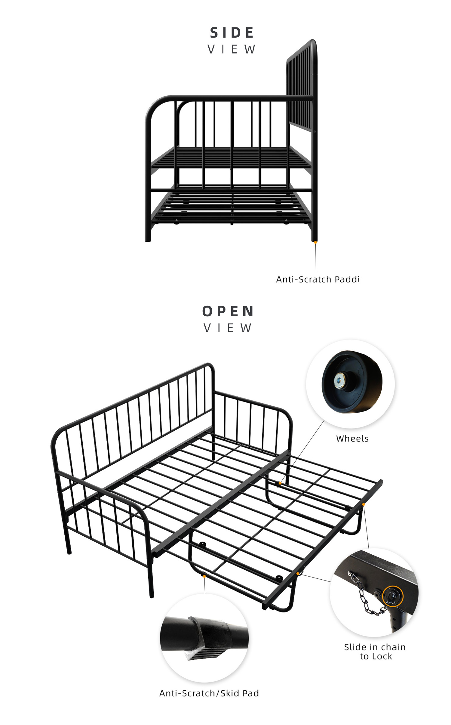 KitchenZ 6.4FT Katil Besi/Katil Tarik / Katil Sorong / Rangka Katil ...