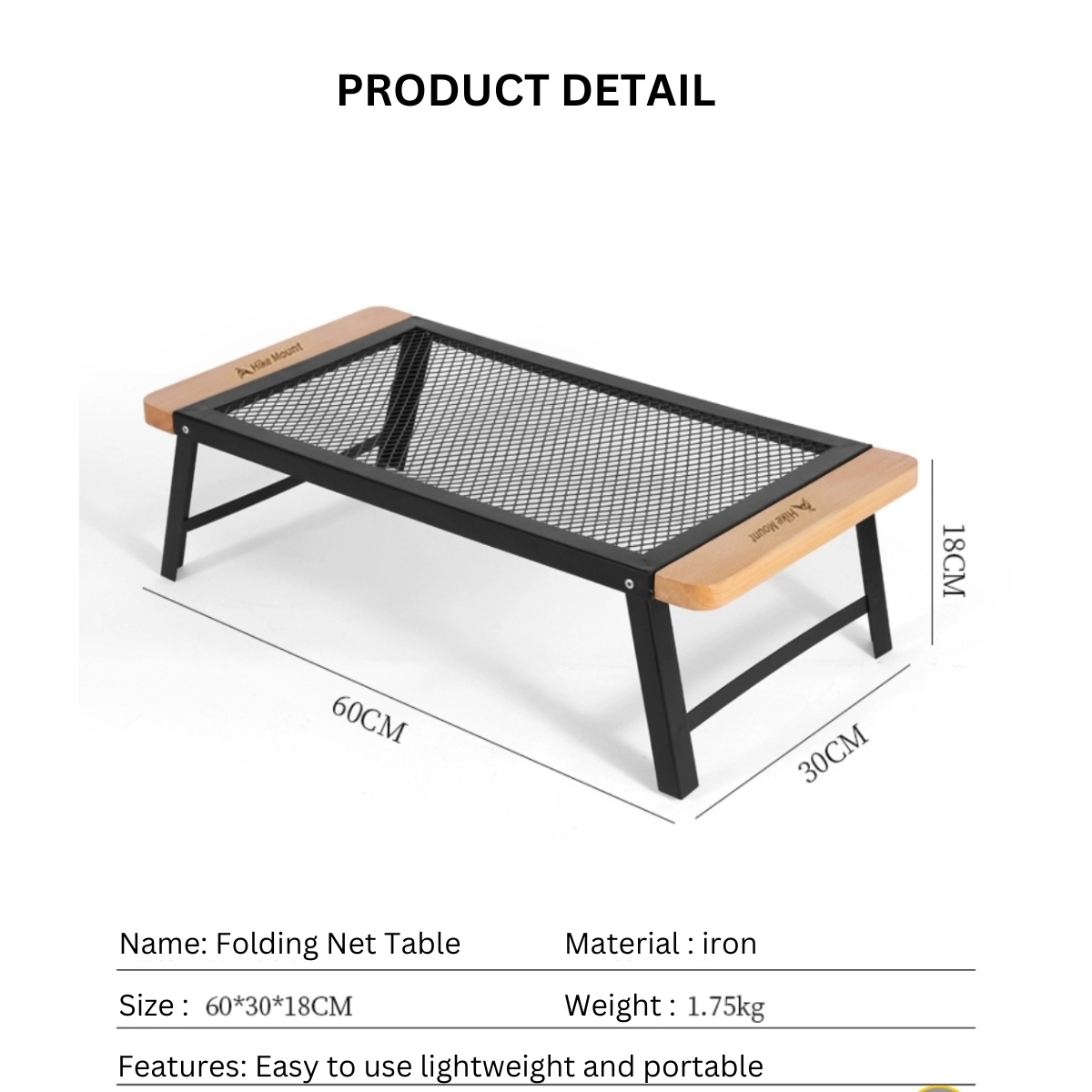 Camping Iron Mesh Table Foldable Portable Coffee Table Outdoor Meja ...