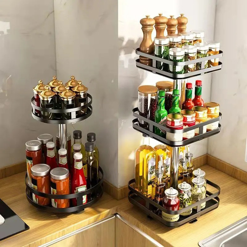𝗘𝗔𝗦𝗜𝗟𝗬 𝗟𝗢𝗖𝗔𝗧𝗘 》360° Rotating Spice Rack Condiment Jar Seasoning Bottle ...