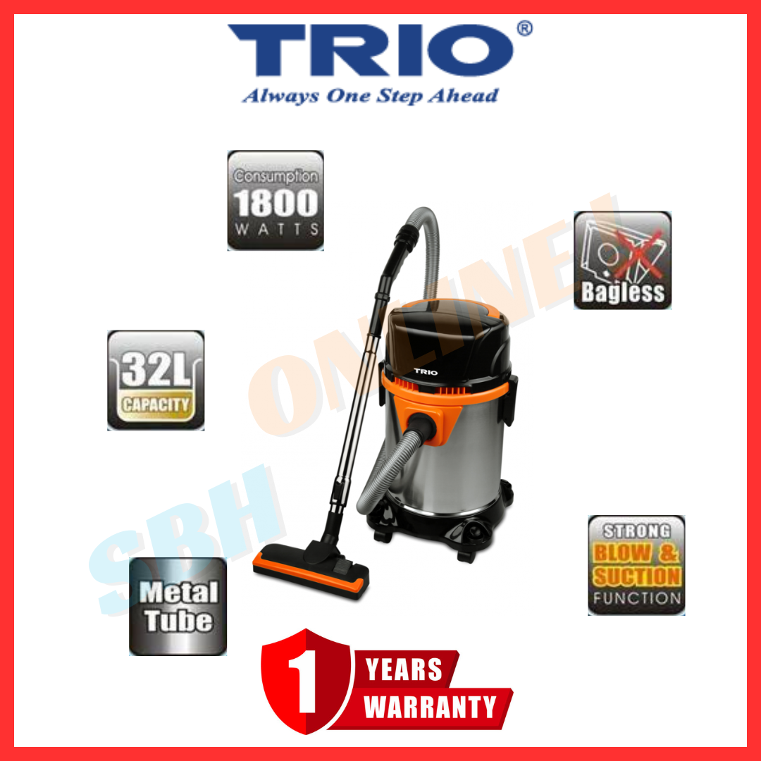 TRIO 1800W VACUUM CLEANER TVDW-1800 , 32L STAINLESS STEEL TANK , WET ...