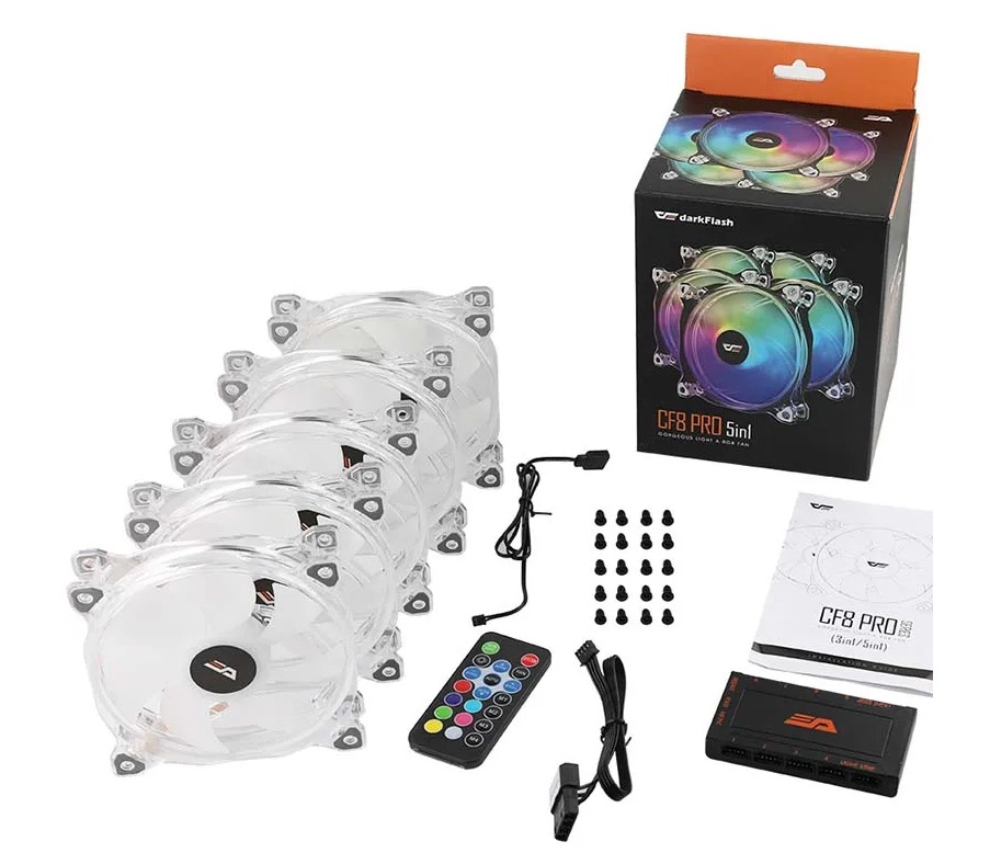 AIGO DarkFlash CF8 Pro 3‐In‐1 RGB Chassis Fans with Controller ...