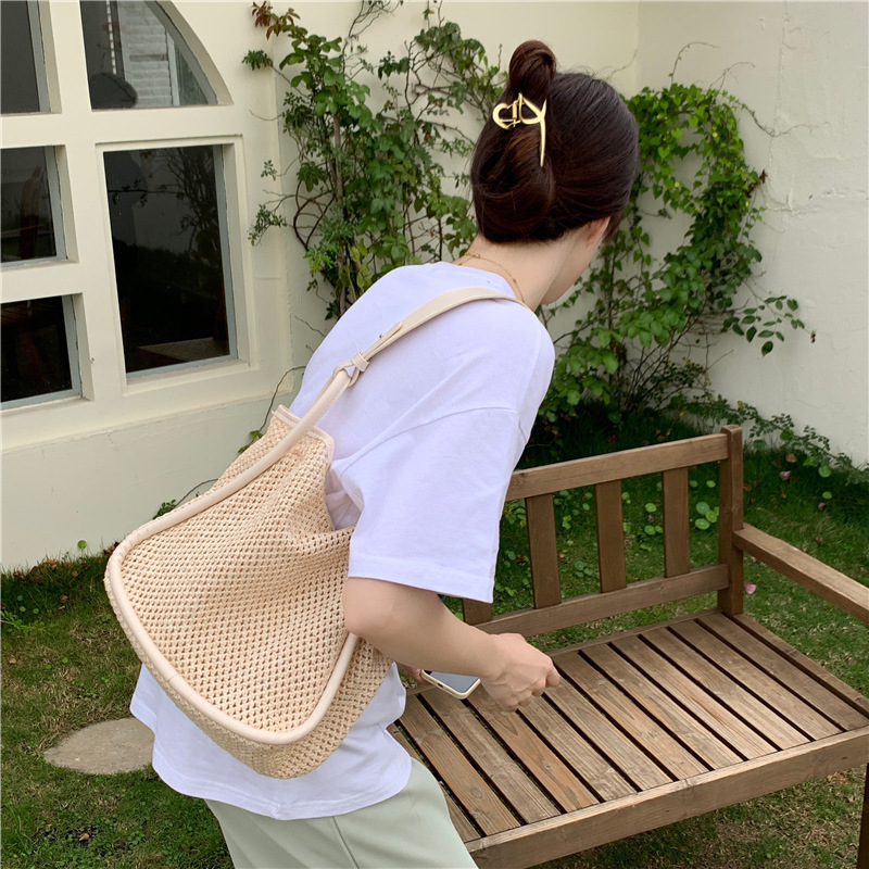 Woven Rattan Straw Shoulder Tote Bag Beg Rotan Woman Anyaman Beach ...
