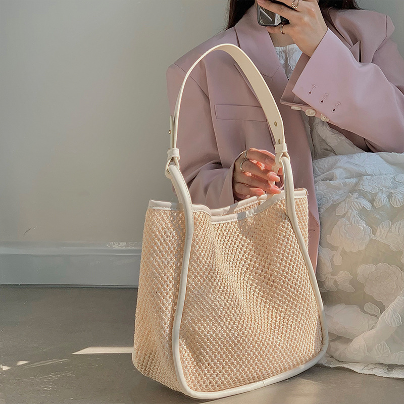 Woven Rattan Straw Shoulder Tote Bag Beg Rotan Woman Anyaman Beach ...