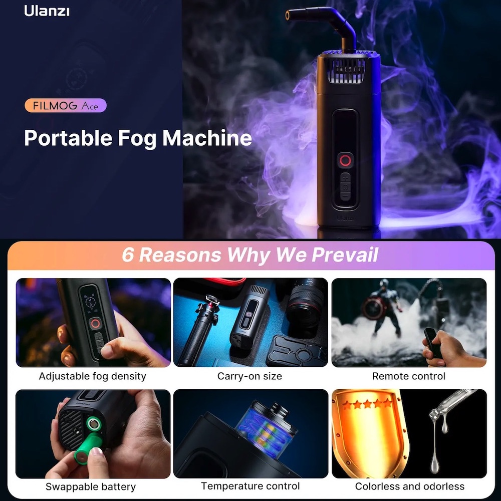 Ulanzi FM01 FILMOG Ace Fog Machine Portable Wireless Remote Control Dry ...
