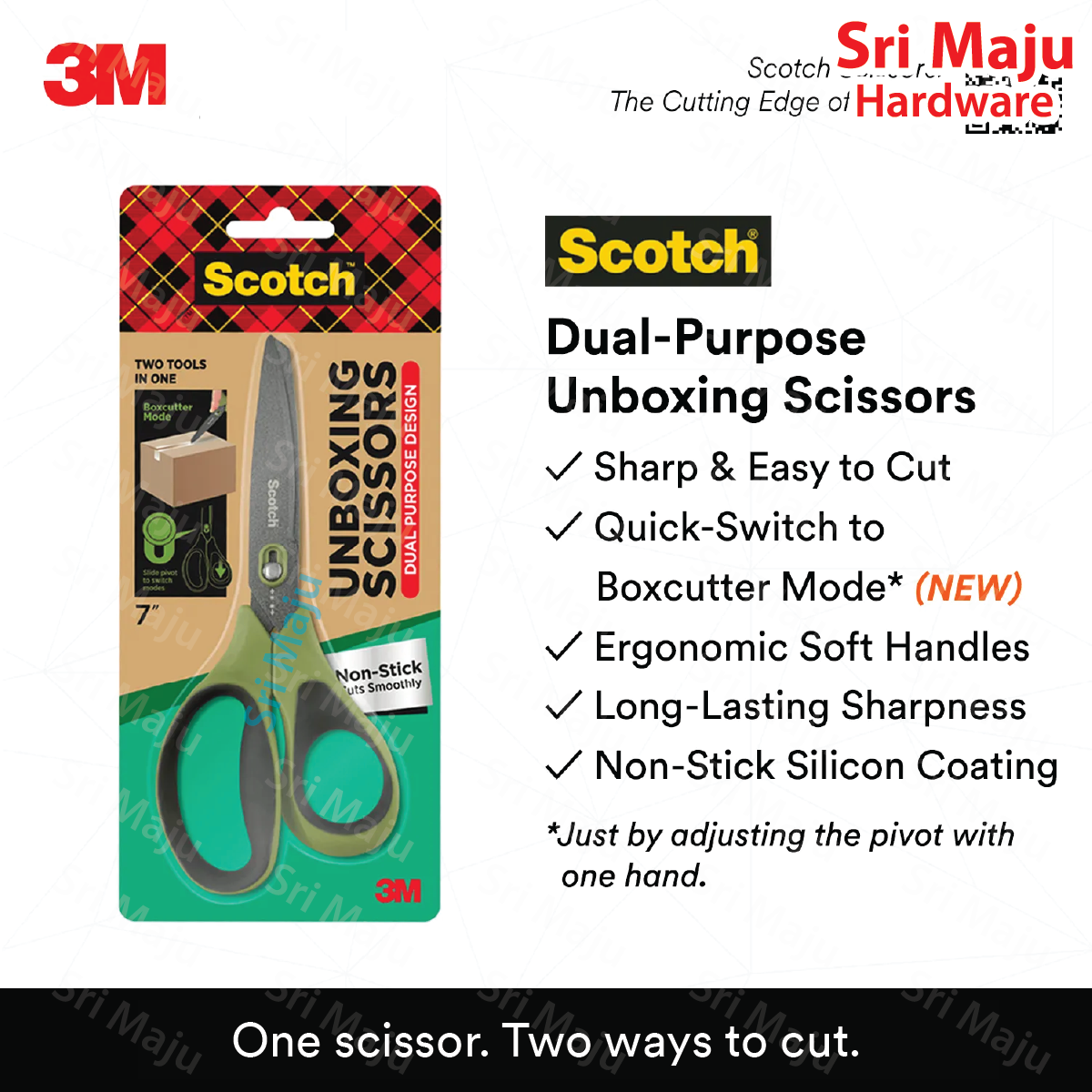 MAJU 3M Scotch 1487 2-in-1 Stainless Steel Unboxing Scissor Dual ...
