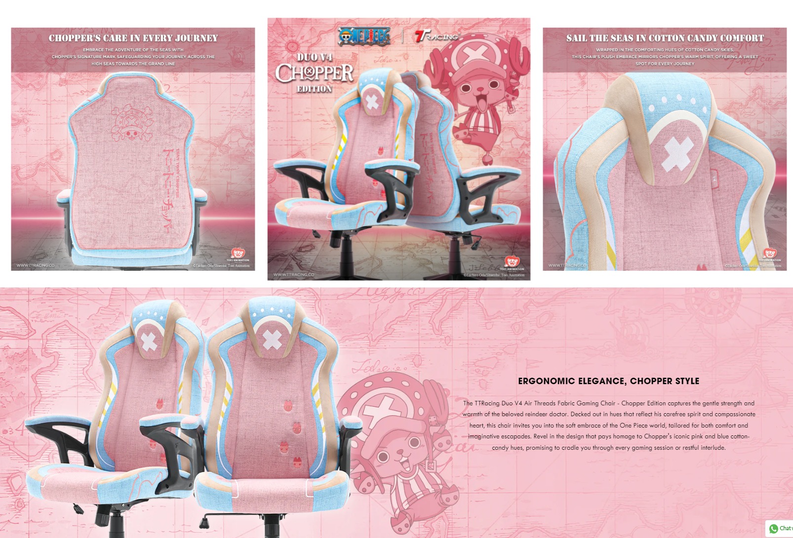 TTRacing DUO V4 CHOPPER Edition Air Threads Fabric Gaming Chair Office ...