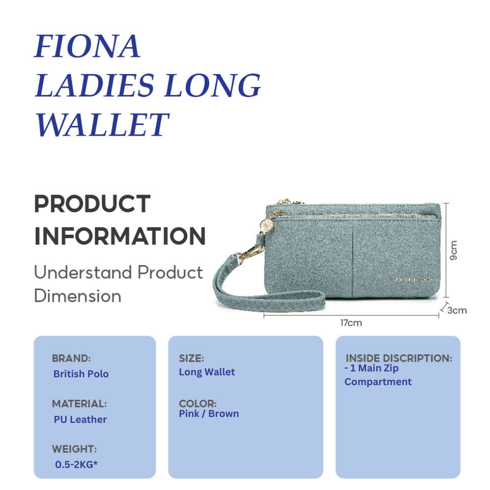 British Polo Women PU Leather Fiona Long Wallet with Detachable Strap ...