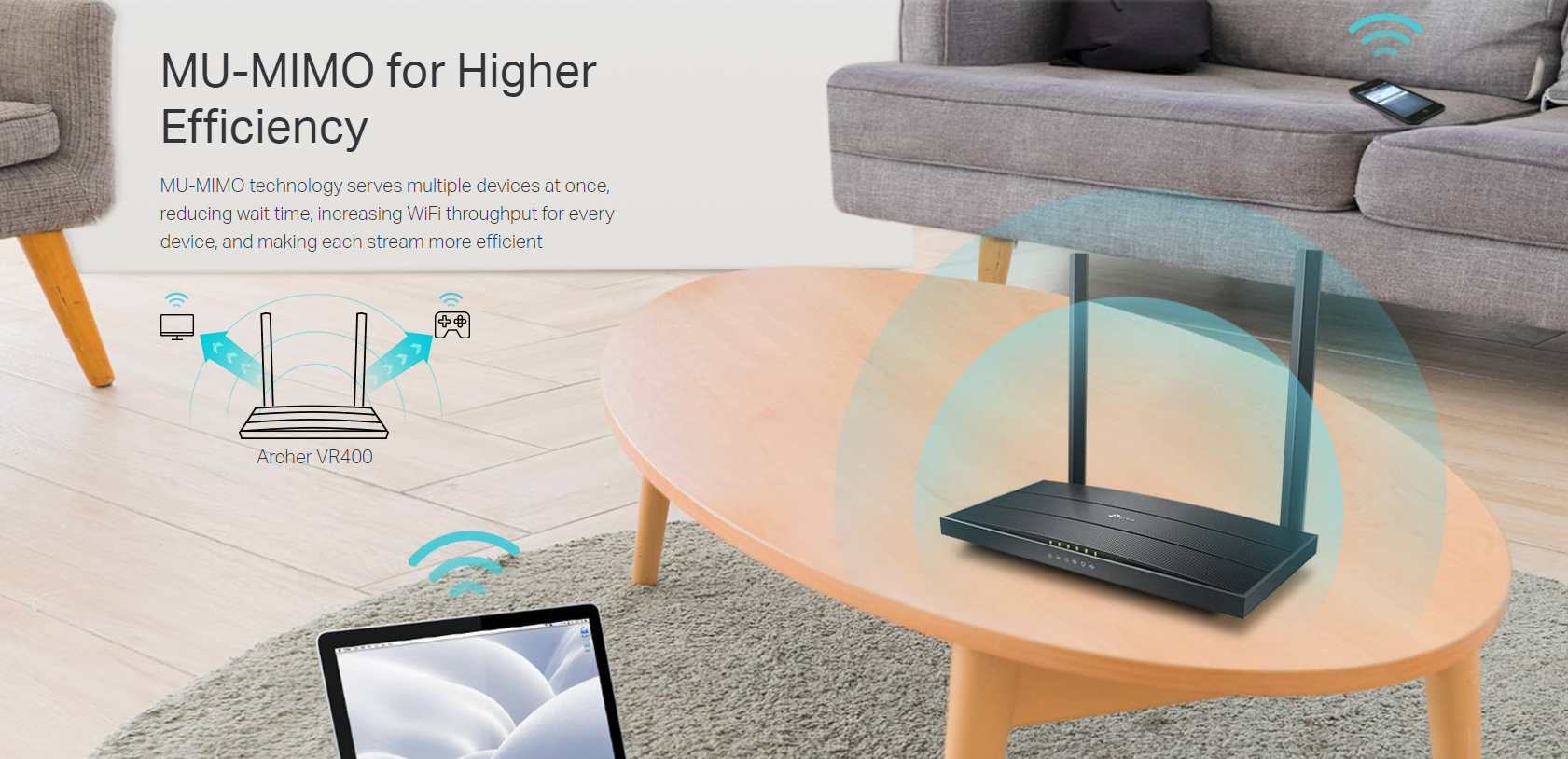 TP-Link Archer VR400 Router AC1200 Dual Band WiFi 5 VDSL ADSL Modem ...