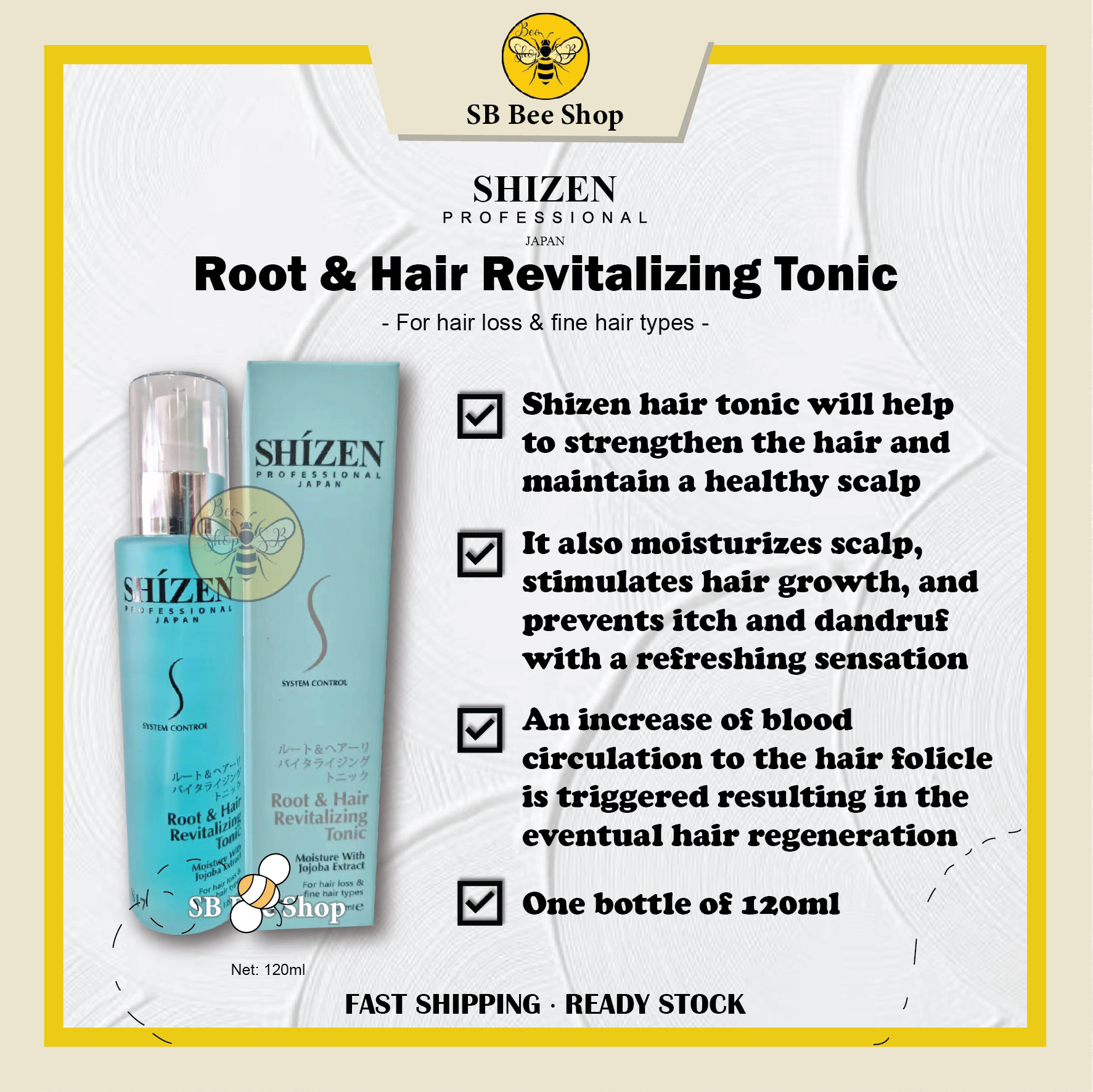 Shizen S17 Root & Hair Revitalizing Tonic 120ml 滋养生发水/S3 Root Shampoo ...