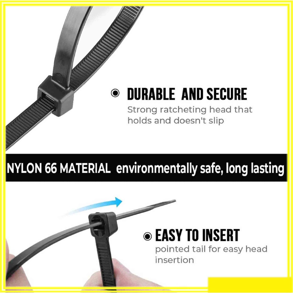 Nylon Cable Ties 4.8mm/7.6mm 10" 12" 14" 16" 18" Nylon Wire Pengikat ...