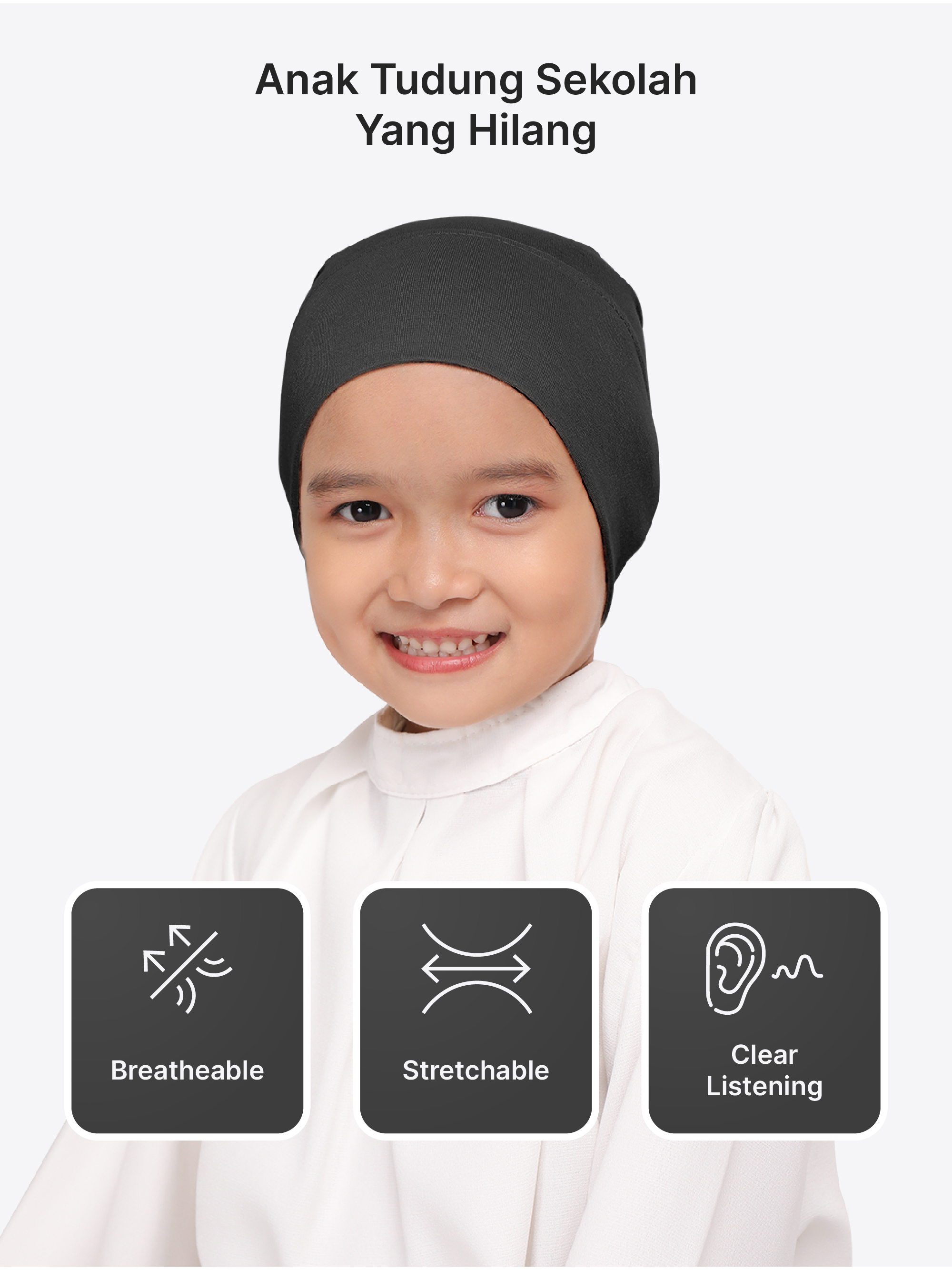 GERPI Wardah Kids Set Inner Anak Tudung Sekolah Scarf Budak 3 Snowcap ...