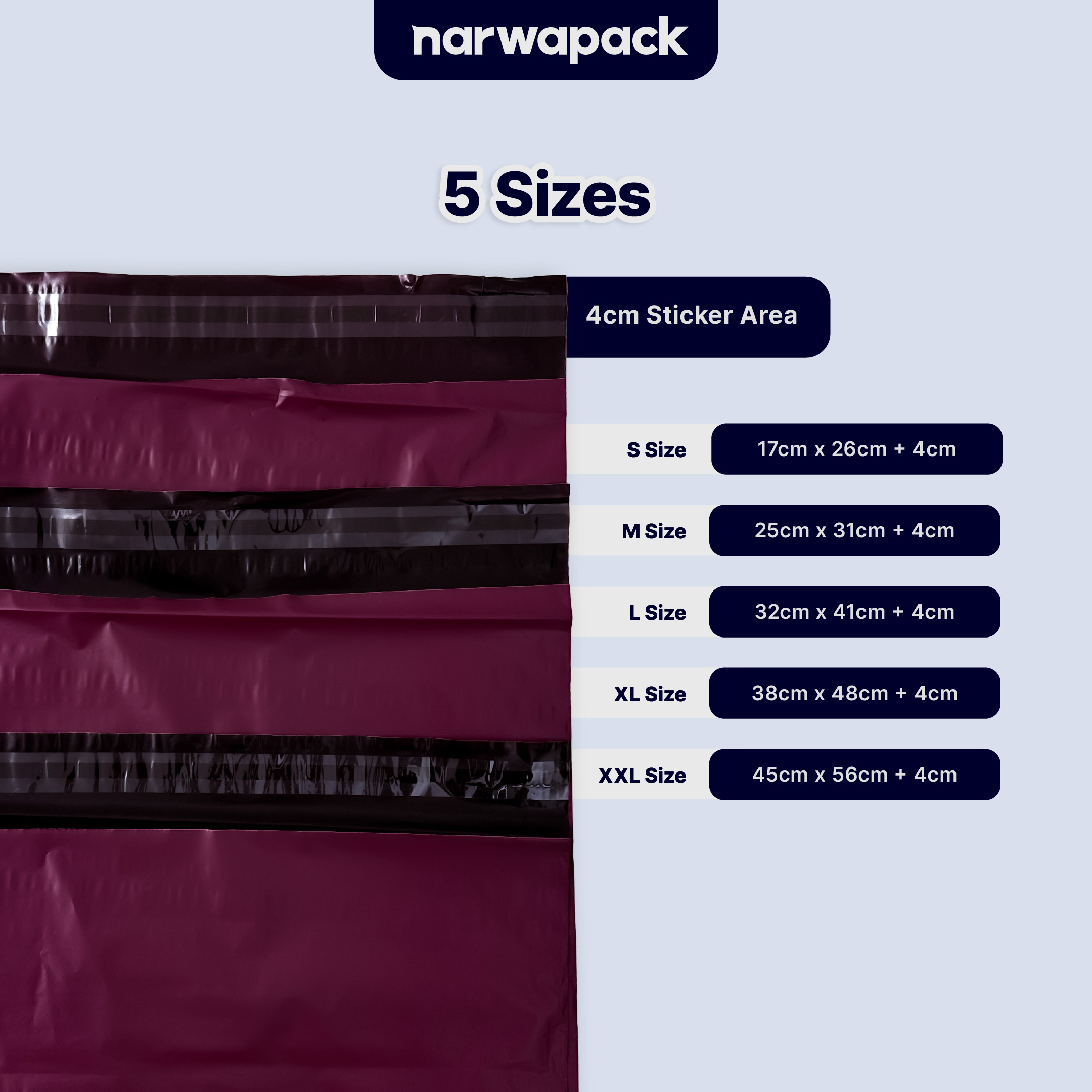 Narwapack Courier Bag 50/100pcs Maroon - Grade B Plastic Mailer Flyer ...