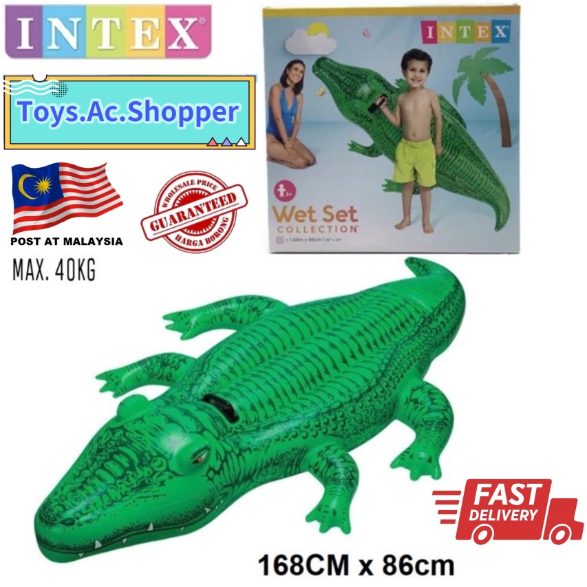 INTEX 58546 Inflatable Crocodile Float Swimming Pool Swimming Ring ...