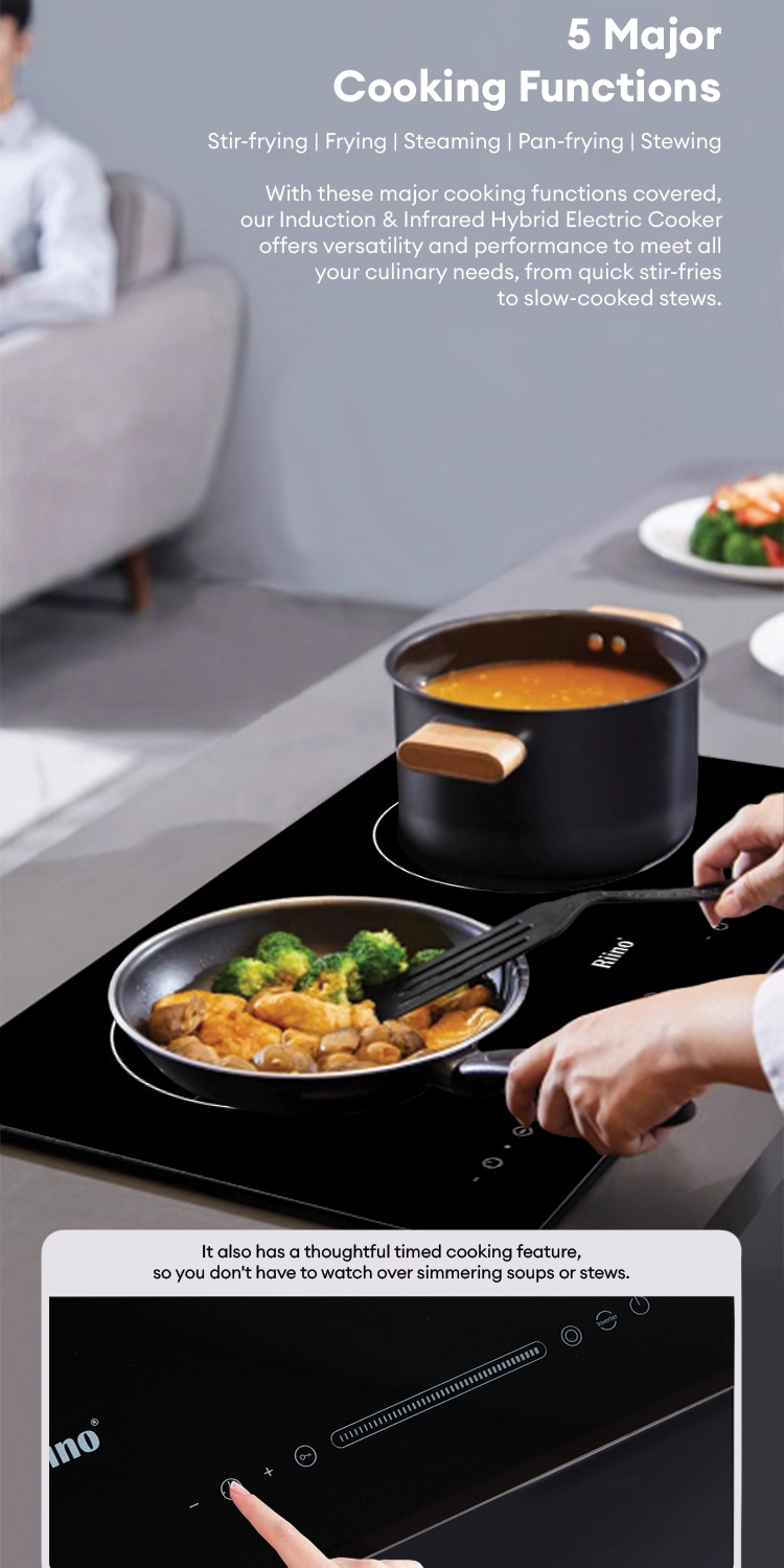 Riino Dual Intelligent Electric Cooker Build-In Tempered Glass ...