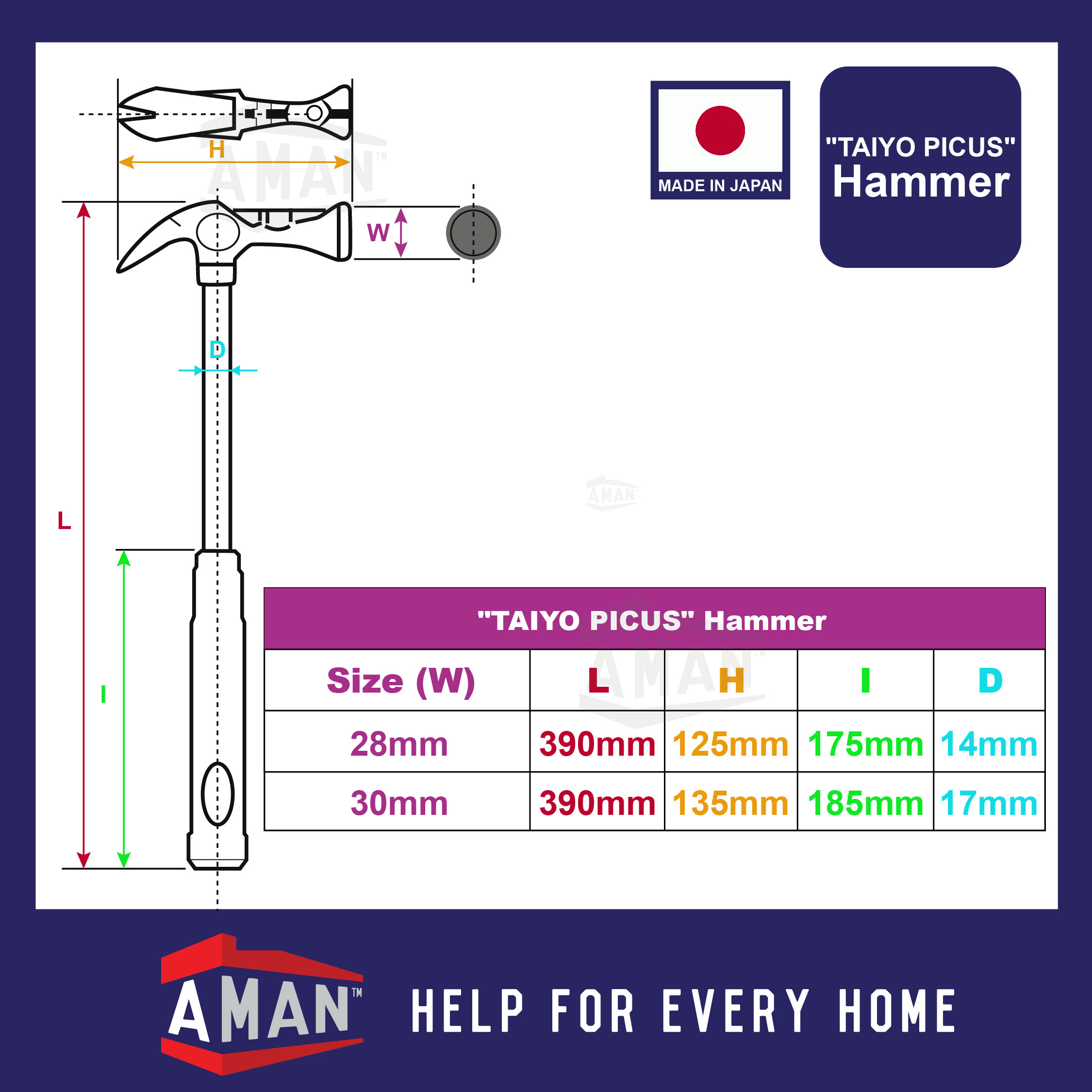 TAIYO PICUS Hammer Magnetic Claw Hammer High Quality Japanese ...