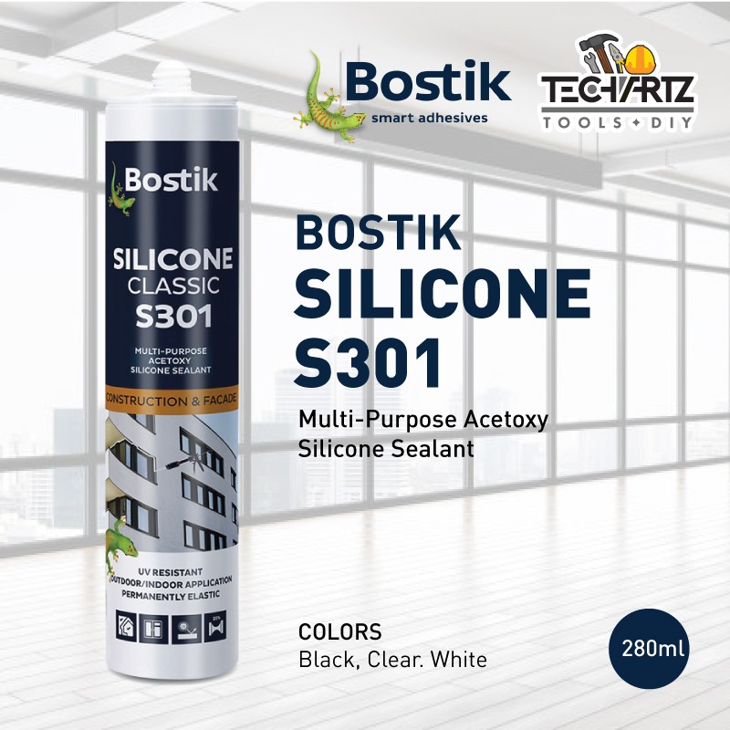 Bostik Silicone S301 Multi-Purpose Acetoxy Silicone Sealant Black / Clear / White 280ML | Shopee ...
