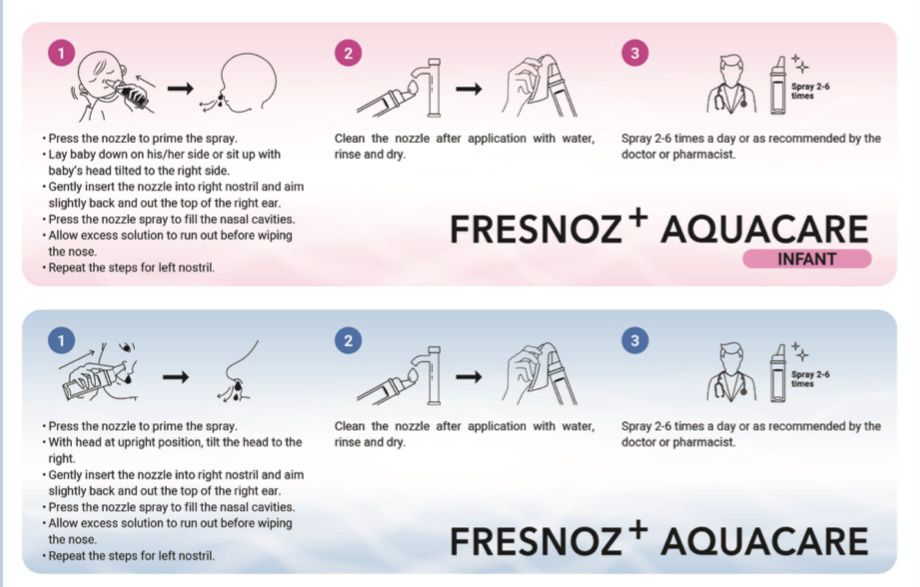 AiPharma Fresnoz+ Aquacare 4 In 1 Nasal Spray - Adult/Infant (70ml ...