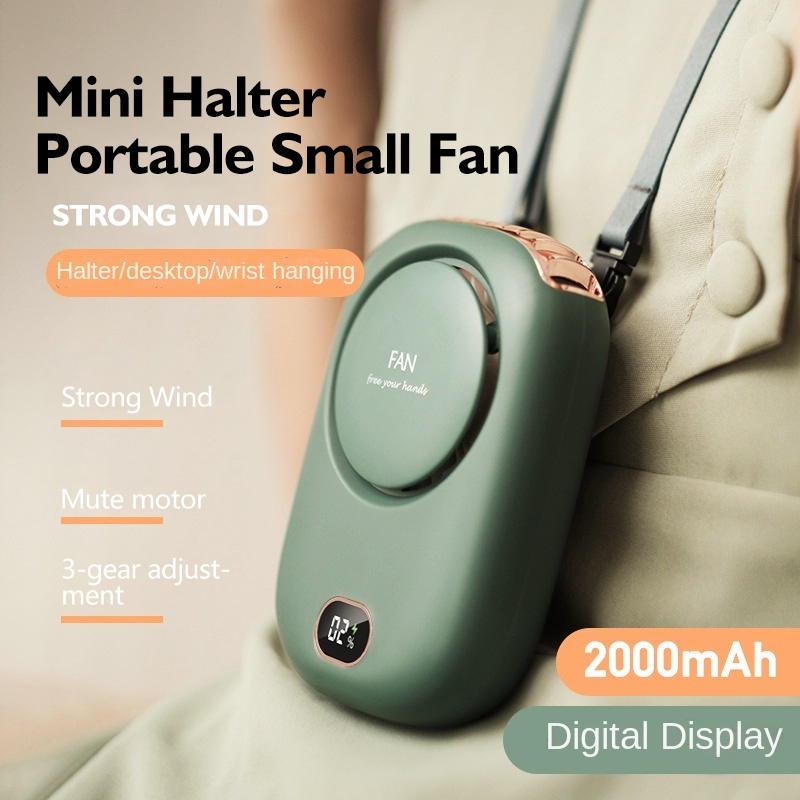 Mini Portable Neck Fan Air Cooler USB Rechargeable Necklace Hanging ...