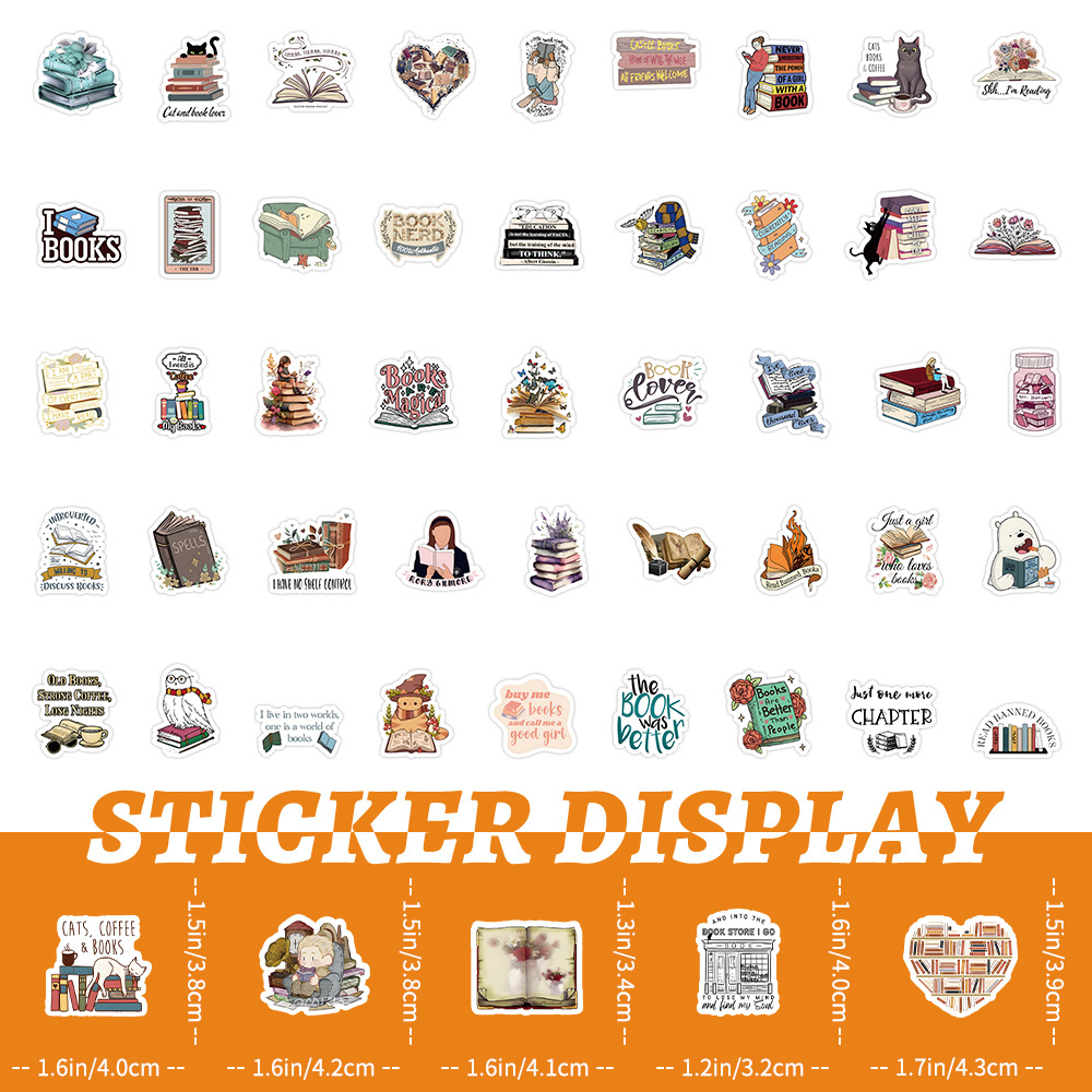 100pcs I Love Book Stickers Reading Sticker Decoration Journal Sticker ...
