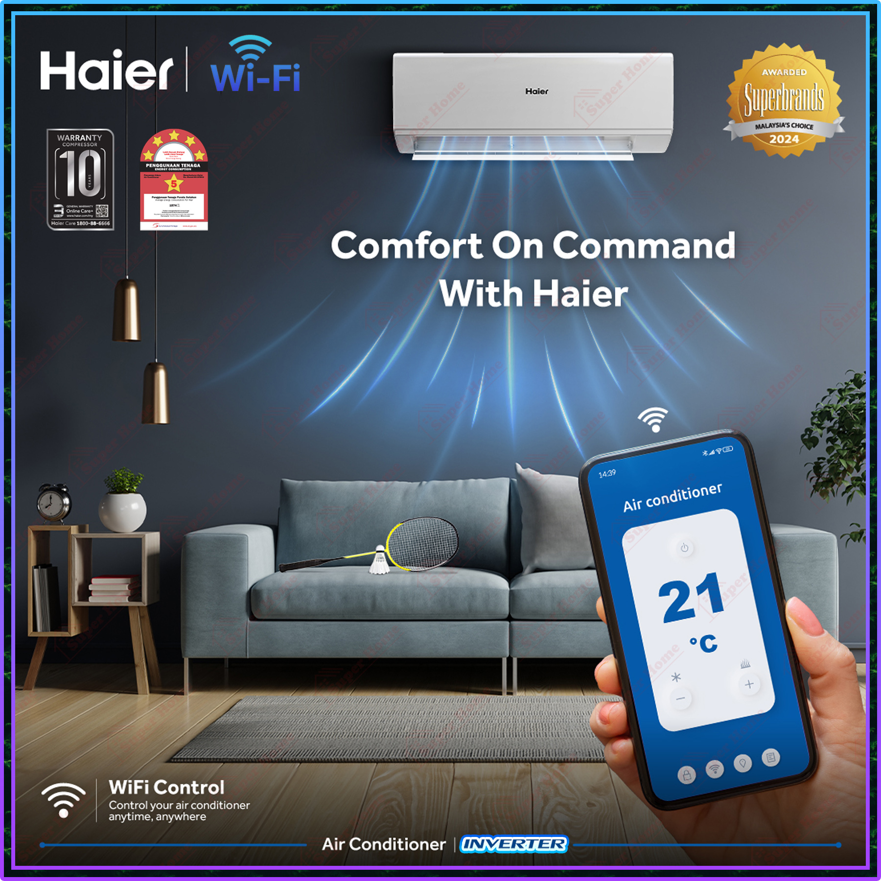Haier 2.5hp Inverter Air Conditioner HSU-25VRA22 (WiFi) UV Cool Smart ...