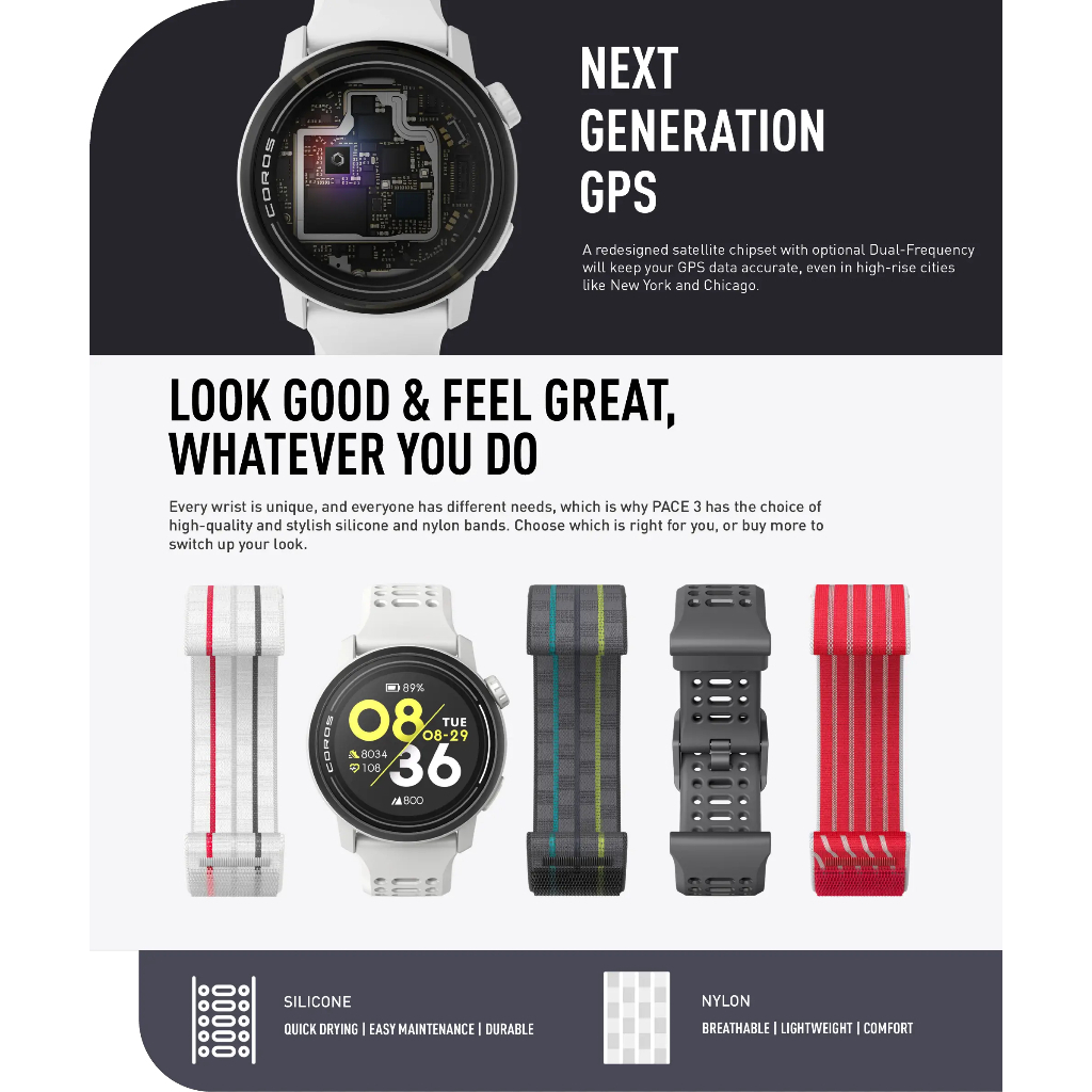 COROS PACE 3 Premium GPS Smart Watch Compass Fitness Heart Rate Monitor ...
