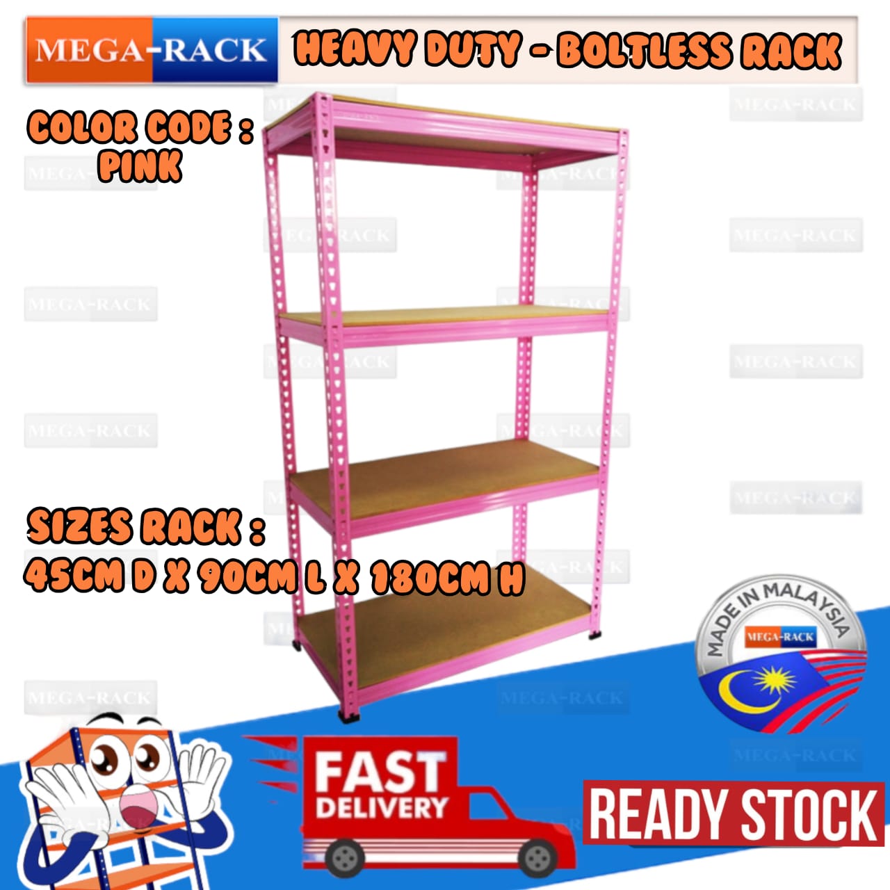 HEAVY DUTY- 450MMD X 900MML X 1800MMH - PINK-BOLTLESS RACK | Shopee ...