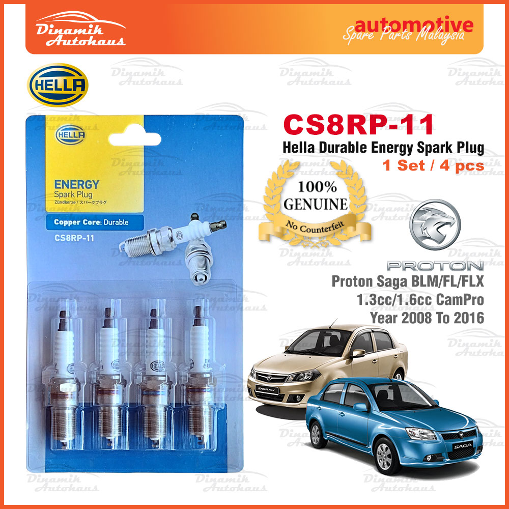 Proton Saga BLM FL FLX CamPro Car Ignition Spark Plug (4 pcs) Hella ...