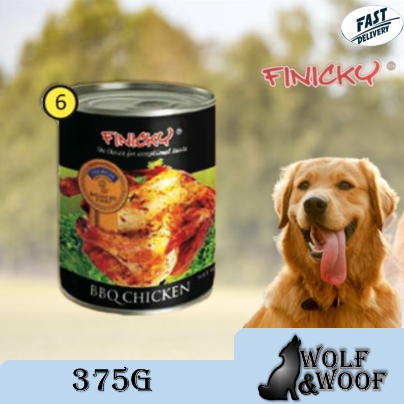 Finicky Premium Dog Can Food 375 ( Veal , Grilled Lamb , Mediterranean Chicken , BBQ Chicken ...