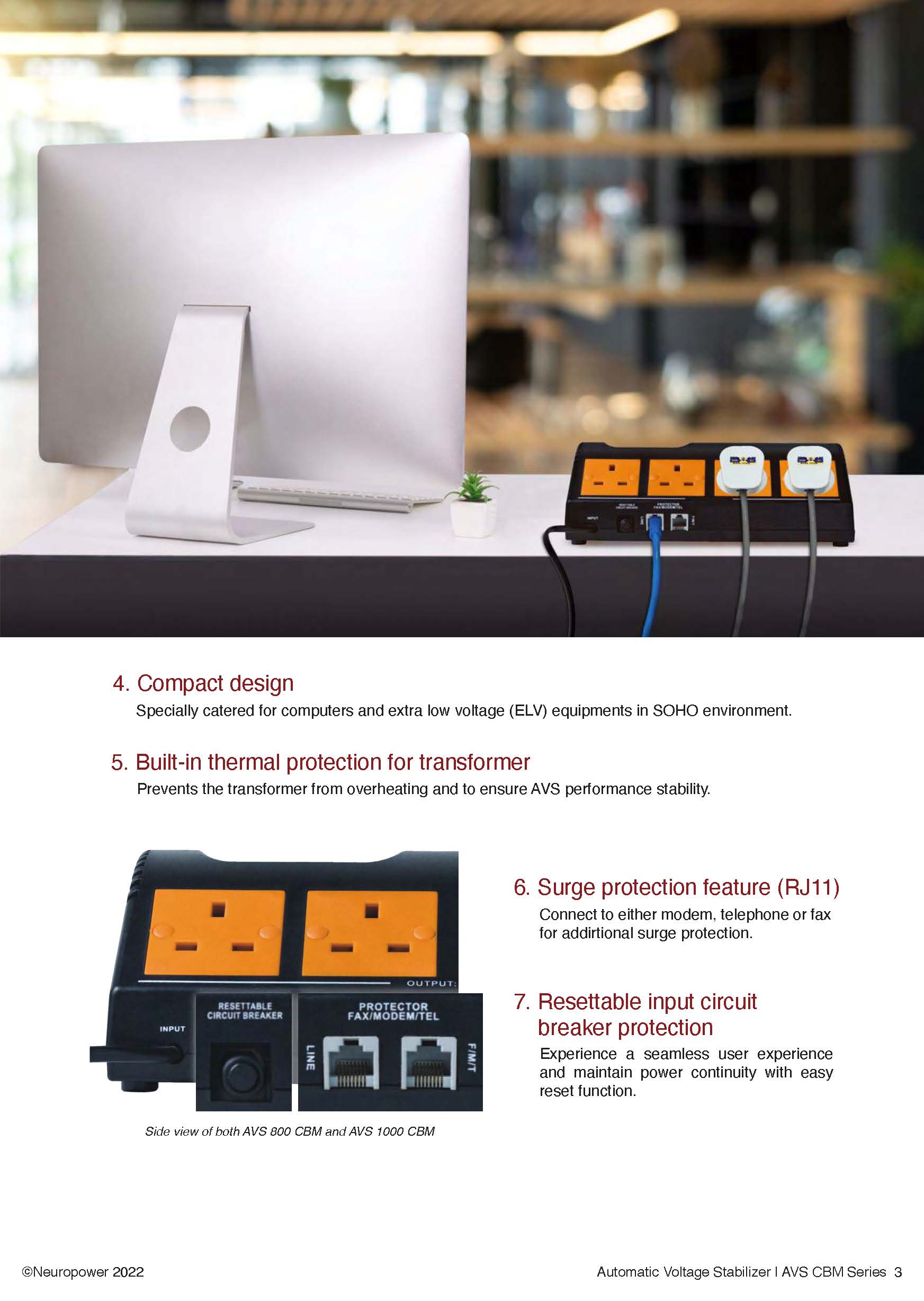 NEUROPOWER AVS Series AVS800CBM/AVS1000CBM AVR Automatic Voltage ...