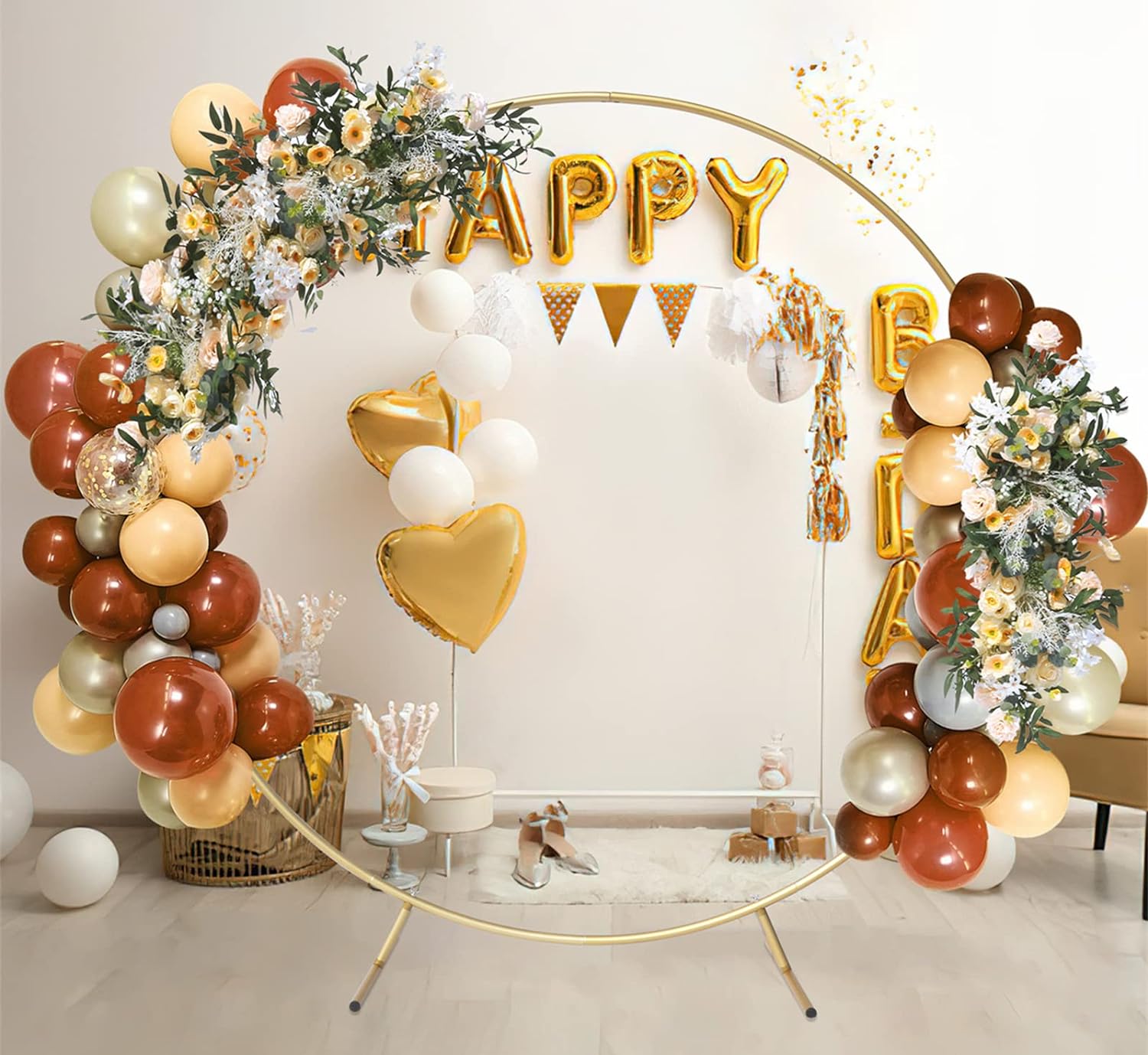 1m 1.5m 2m 2.4m Floral Arch Round Circle Birthday Balloon Stand ...