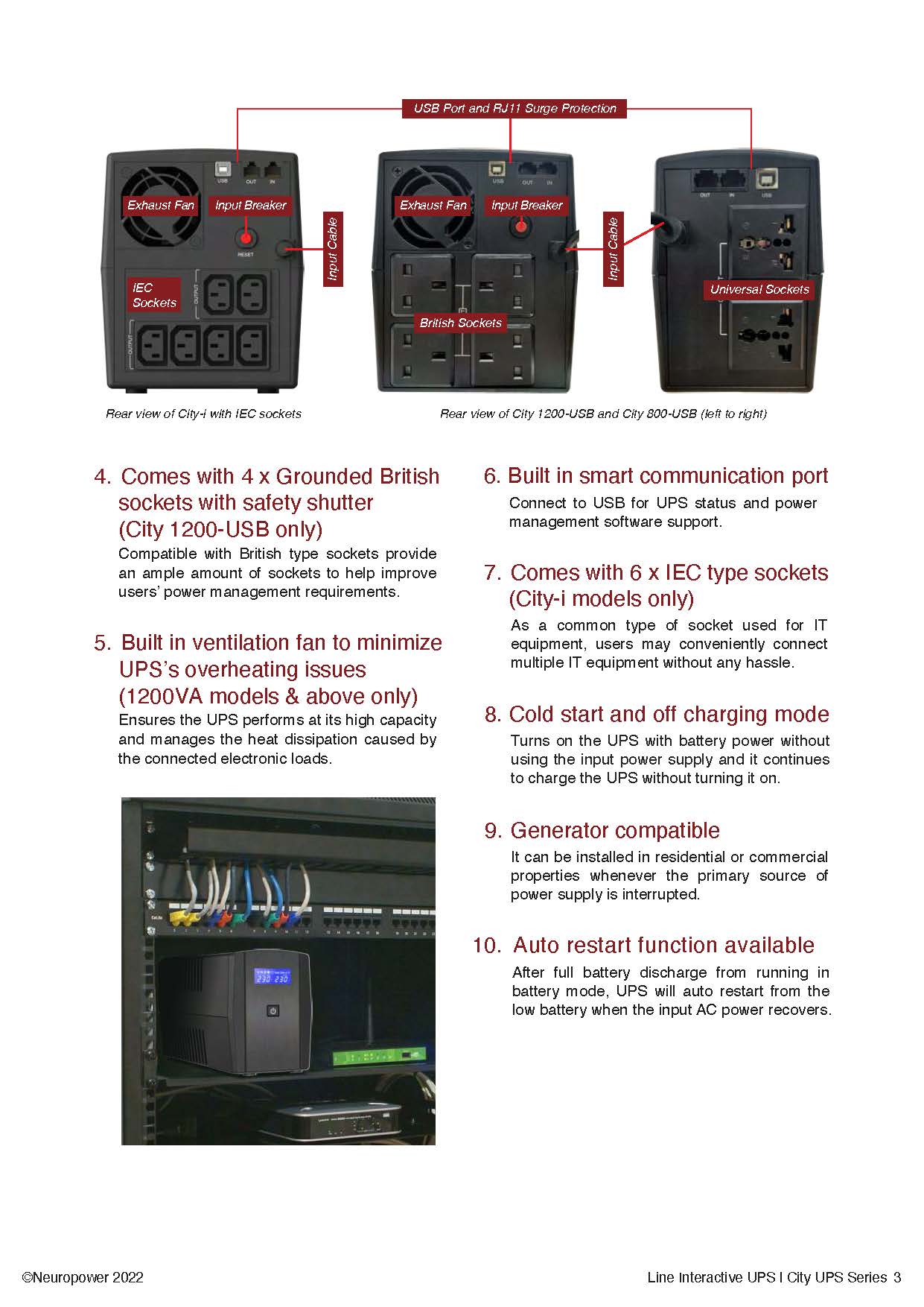NEUROPOWER City Series UPS Uninterruptible Power Supply with Built-In ...