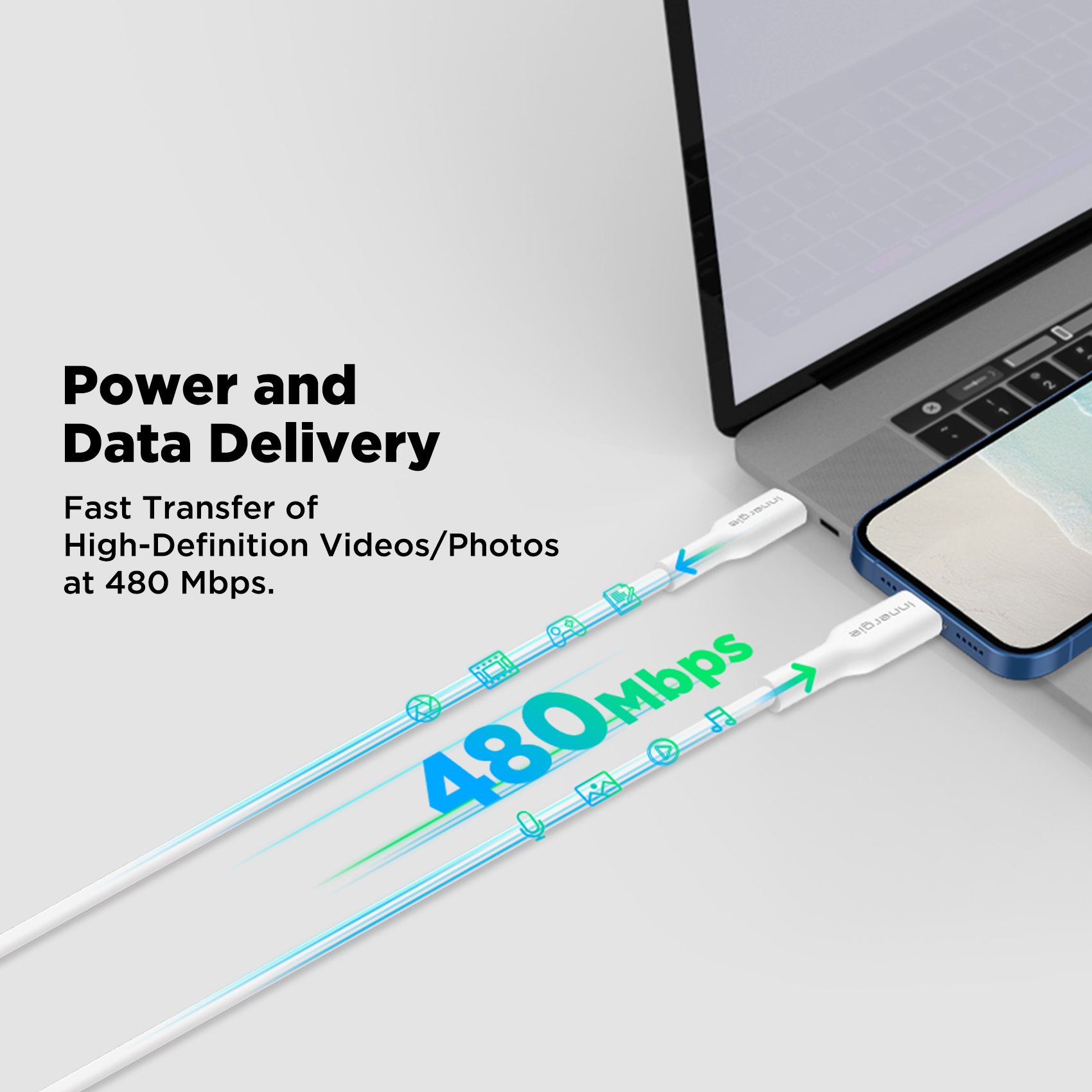 Innergie C-C Flex USB-C to USB-C Fast Charging 480Mbps Sync Data cable ...