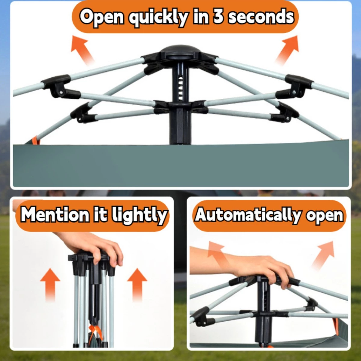 JK HOME 6-8 Person Fully Automatic Tent Outdoor Foldable Camping UV ...
