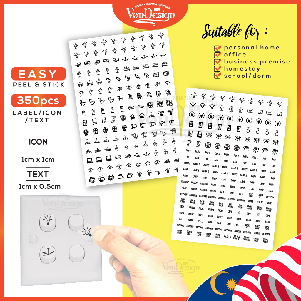 350pcs STICKER TRANSPARENT SUIS ELEKTRIK RUMAH / SWITCH LABEL STICKER 🔥 ...