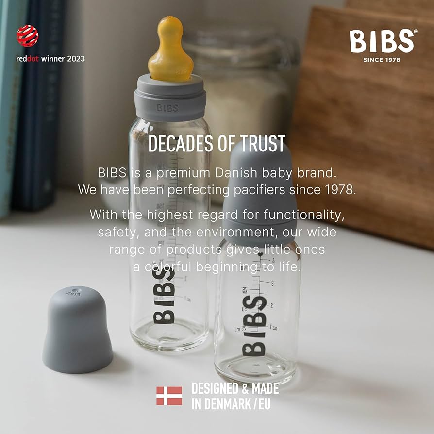 BIBS Baby Bottle Set Glass Material Rubber Latex Nipple Head 110ml ...