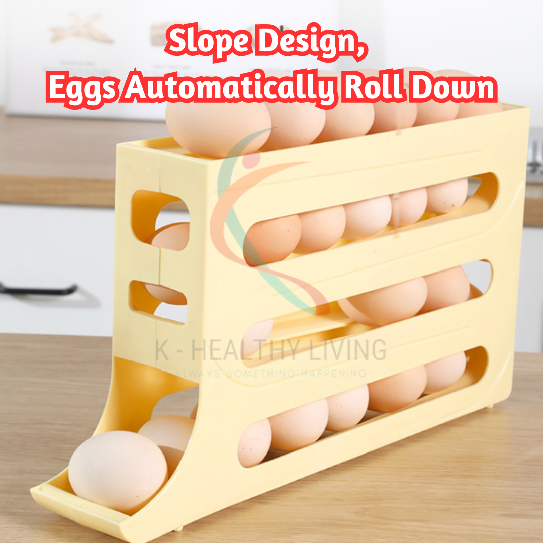 Rules Egg Tray 4 Tier Refrigerator Egg Storage Rack Automatic Rolling ...