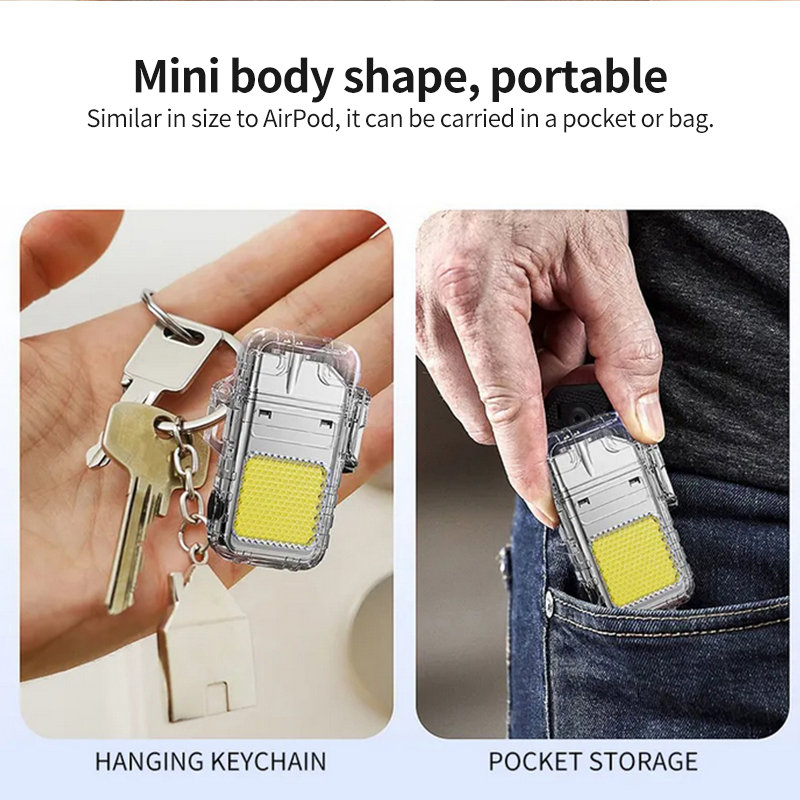 New 2 in1 Flashlights Mini Keychain Light COB Rechargeable Waterproof ...