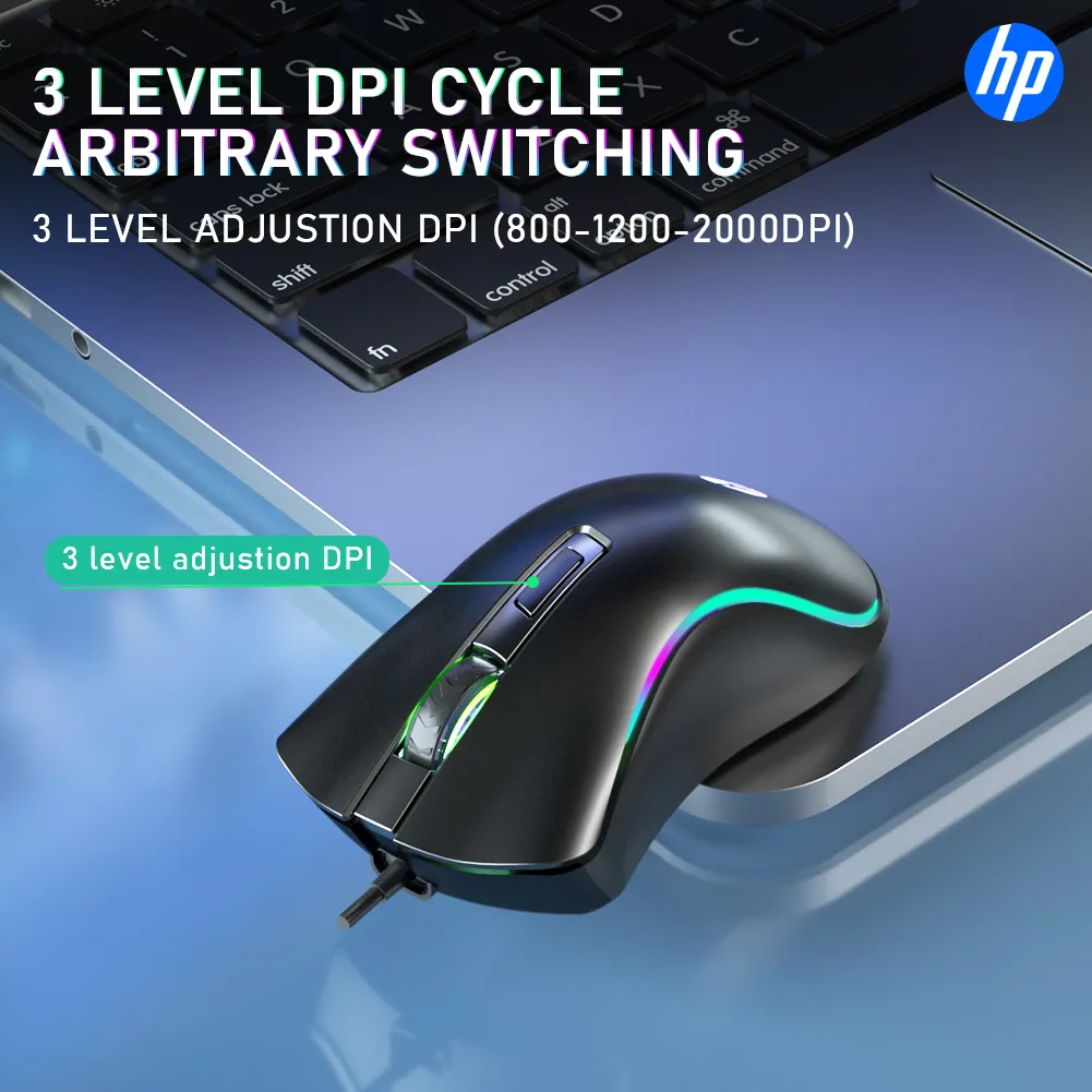 HP G100 USB WIRED OPTICAL GAMING MOUSE WITH 3 DPI ADJUSTABLE MODES, 4 ...