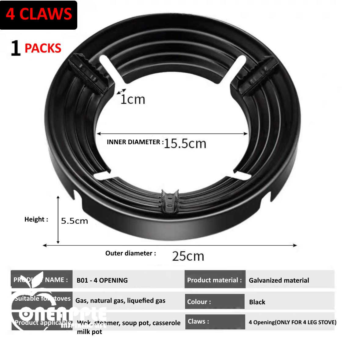 4/5 HOLE BLACK Gas Stove Windproof Gas Cooker Stove Anti Sleep Teeth ...
