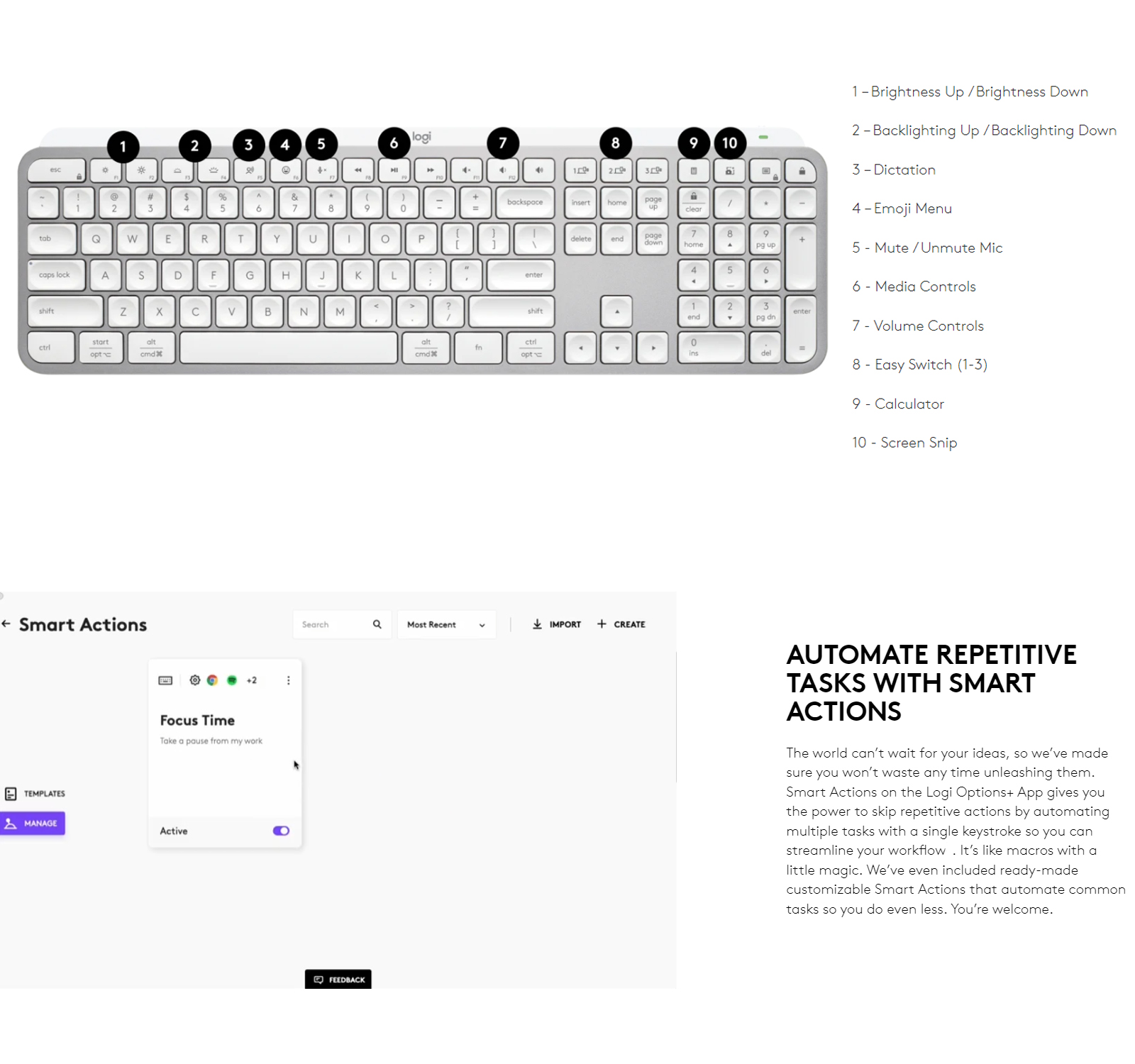 Logitech MX Keys S Advanced Wireless Illuminated Keyboard | Low Profile ...