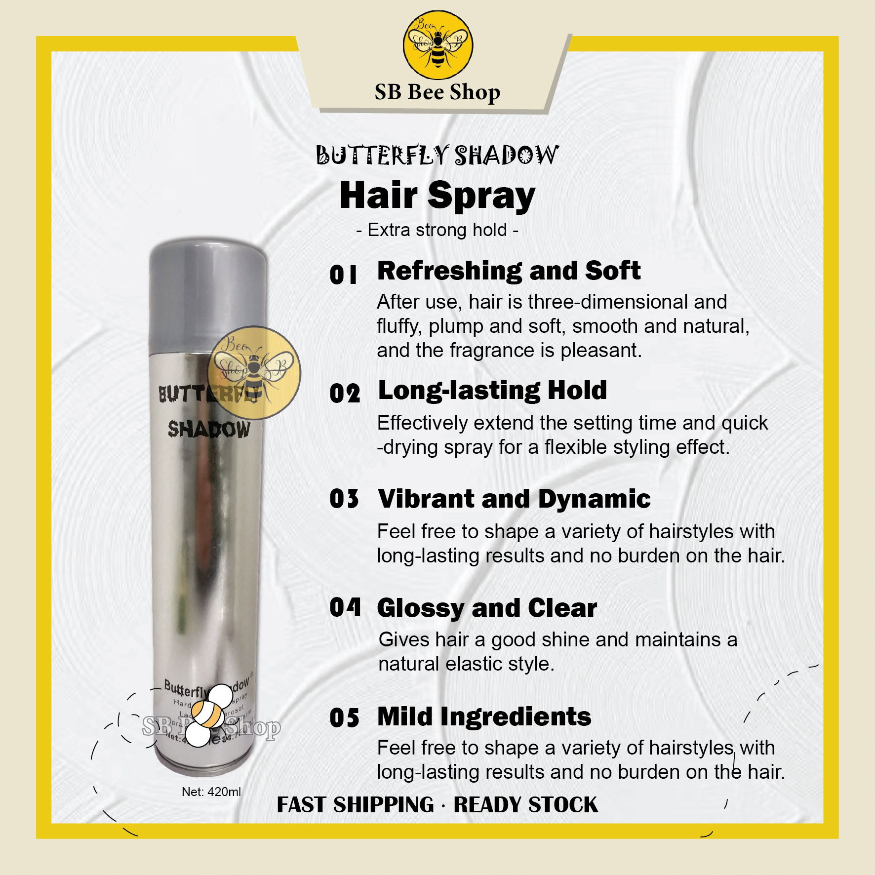 Butterfly shadow hair spray 420ml - West Malaysia Only ( Honeydew ...