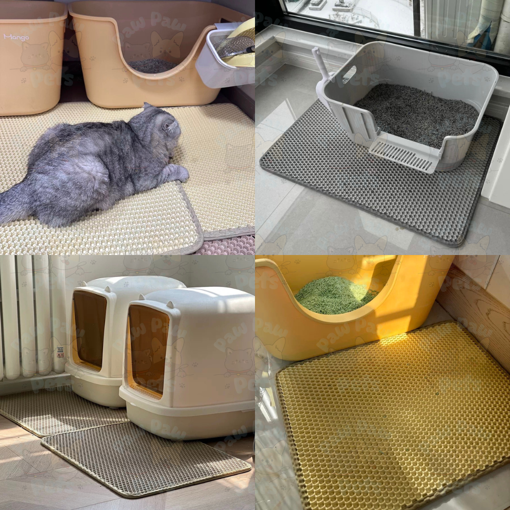 Cat Litter Mat Carpet Waterproof & Double-Layer Cat Litter Trapping Mat ...
