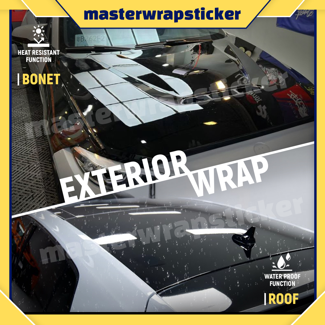 PREMIUM HD PIANO GLOSSY BLACK STICKER KERETA(152CM-180CM)BONET/ROOF ...