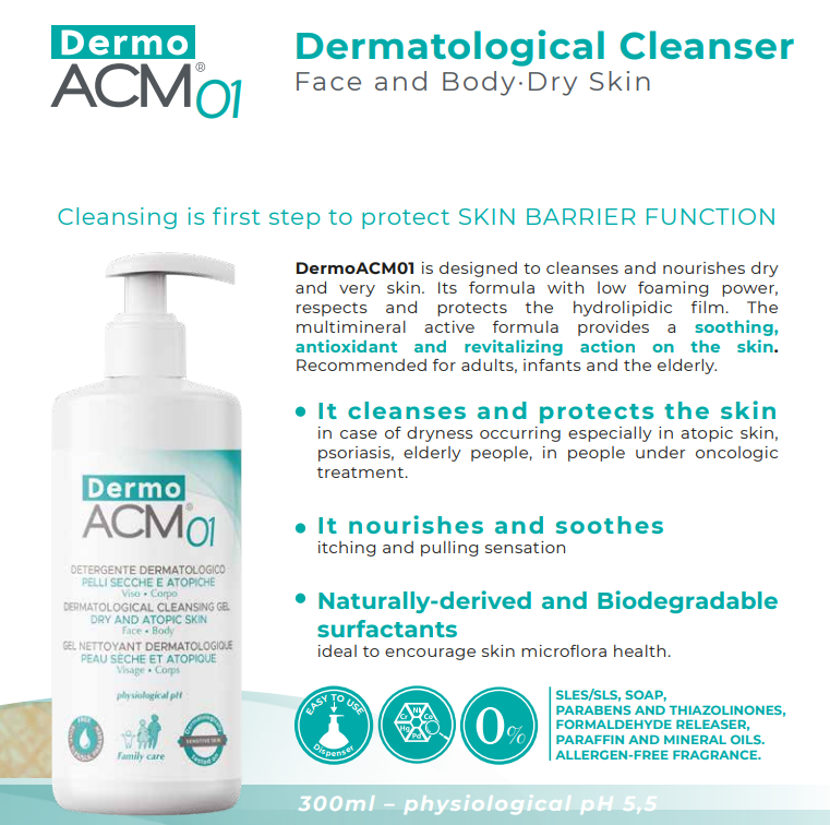 Dermo ACM 01 Dermatological Cleansing Gel 300ML | Shopee Malaysia